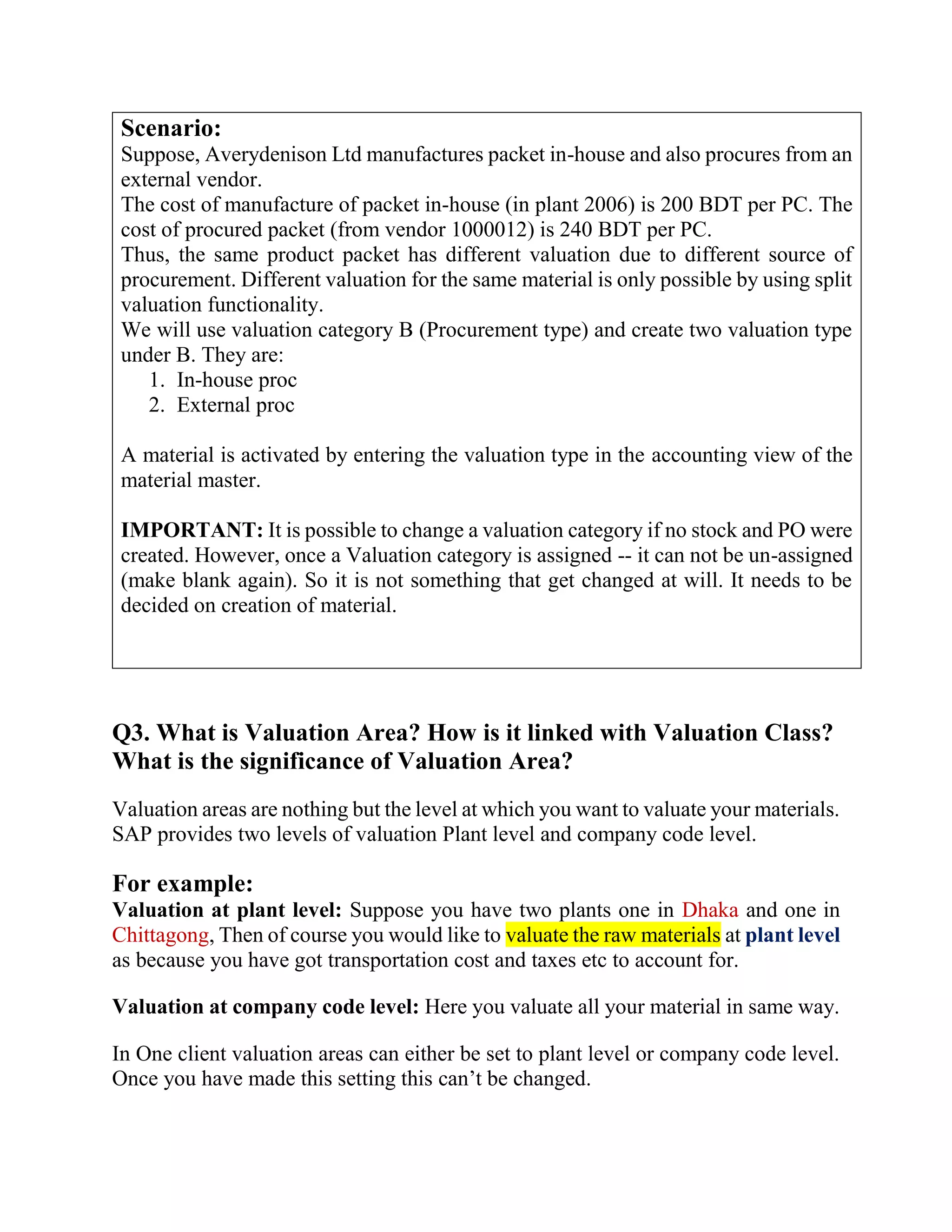 Valuation & Split valuation in MM | PDF