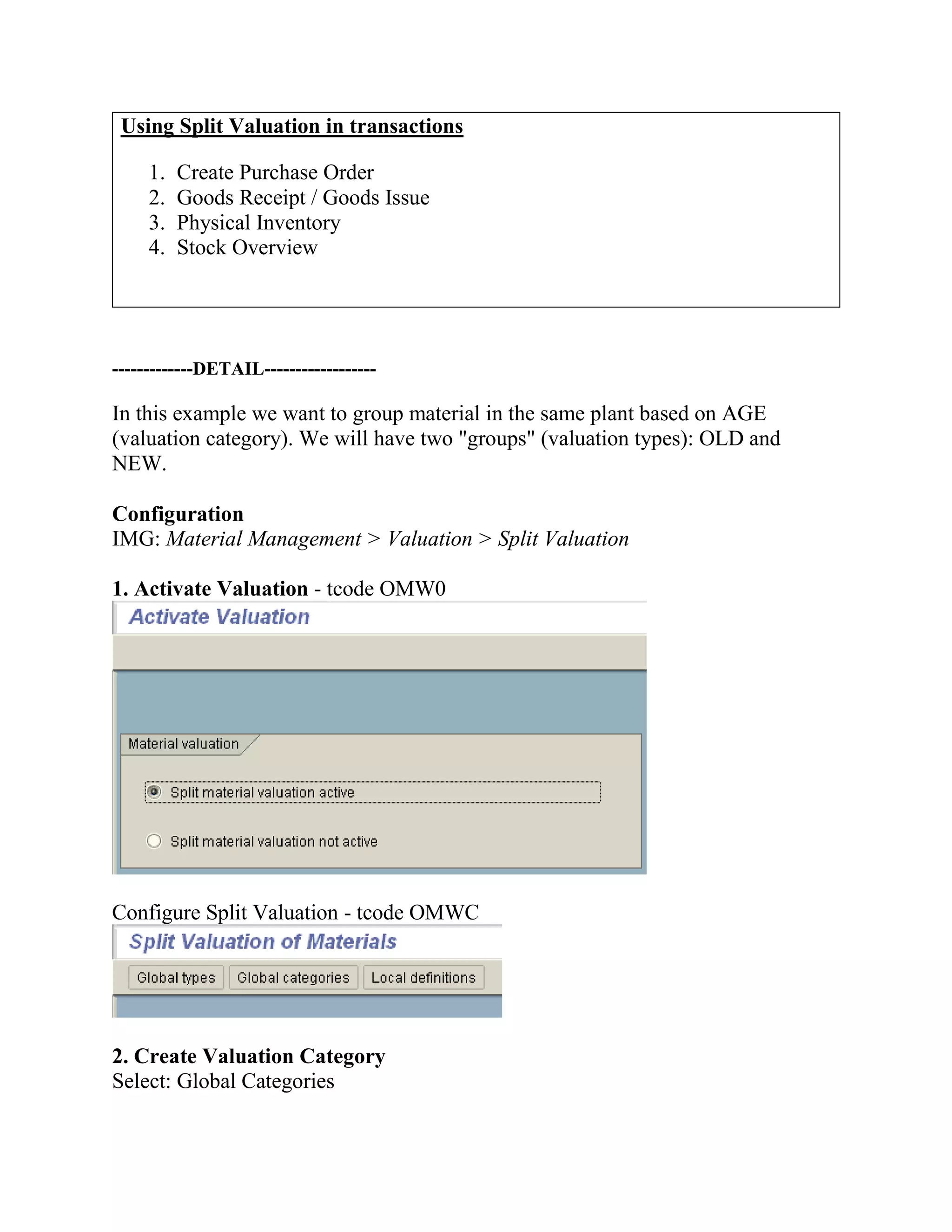 Valuation & Split valuation in MM | PDF
