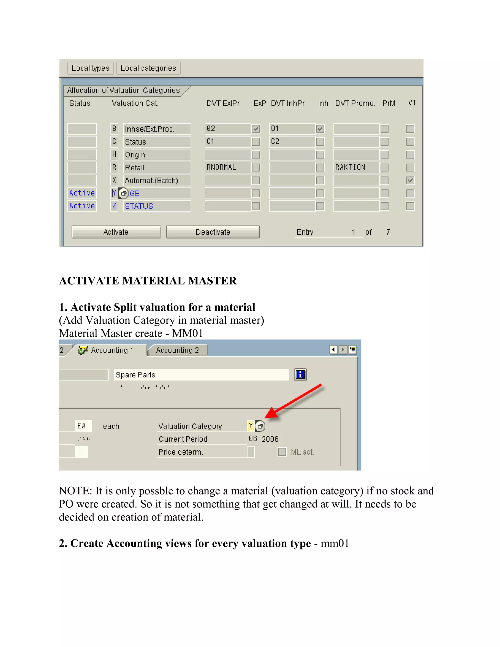 Valuation & Split valuation in MM | PDF