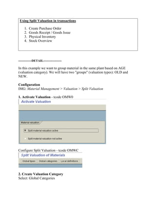 Valuation & Split valuation in MM | PDF
