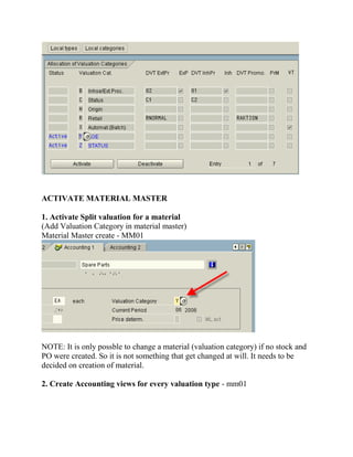 Valuation & Split valuation in MM | PDF