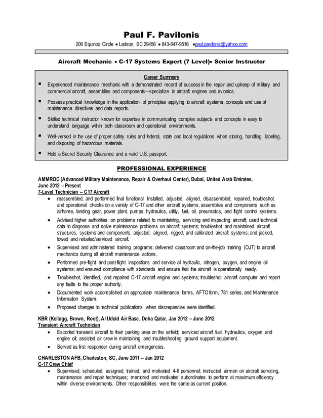 Pavilonis, Paul F.Resume[1] | PDF
