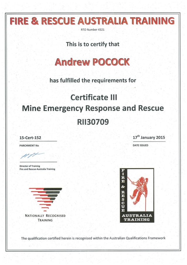 Cert 3 Mines Rescue - Andrew Pocock | PDF