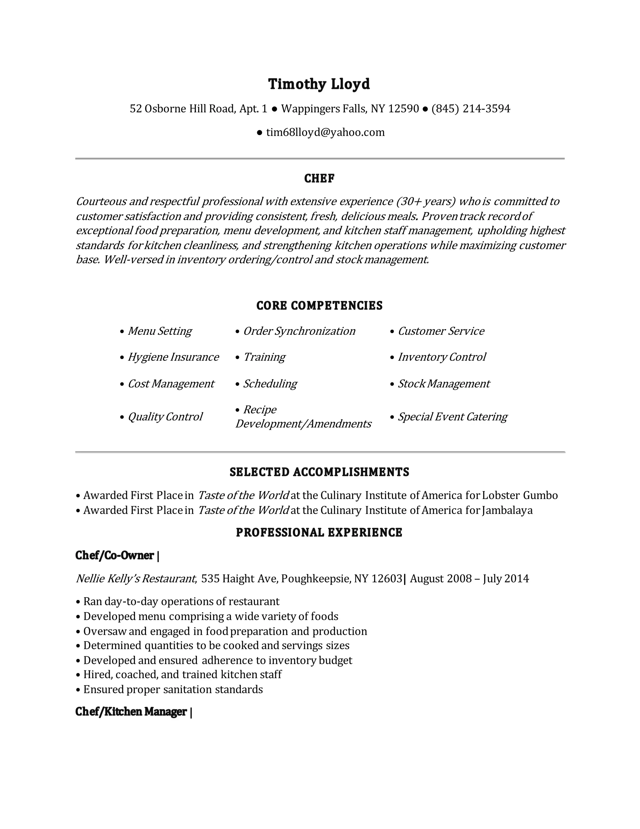 Timothy Lloyd resume | DOCX