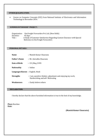 Manish CV | PDF