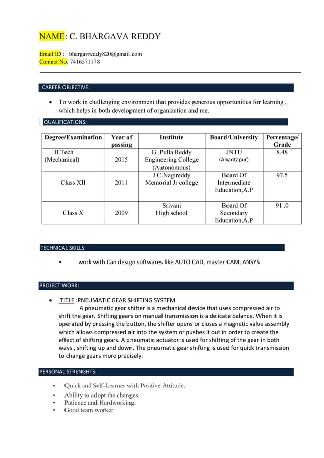 bhargva reddy resume.. | PDF