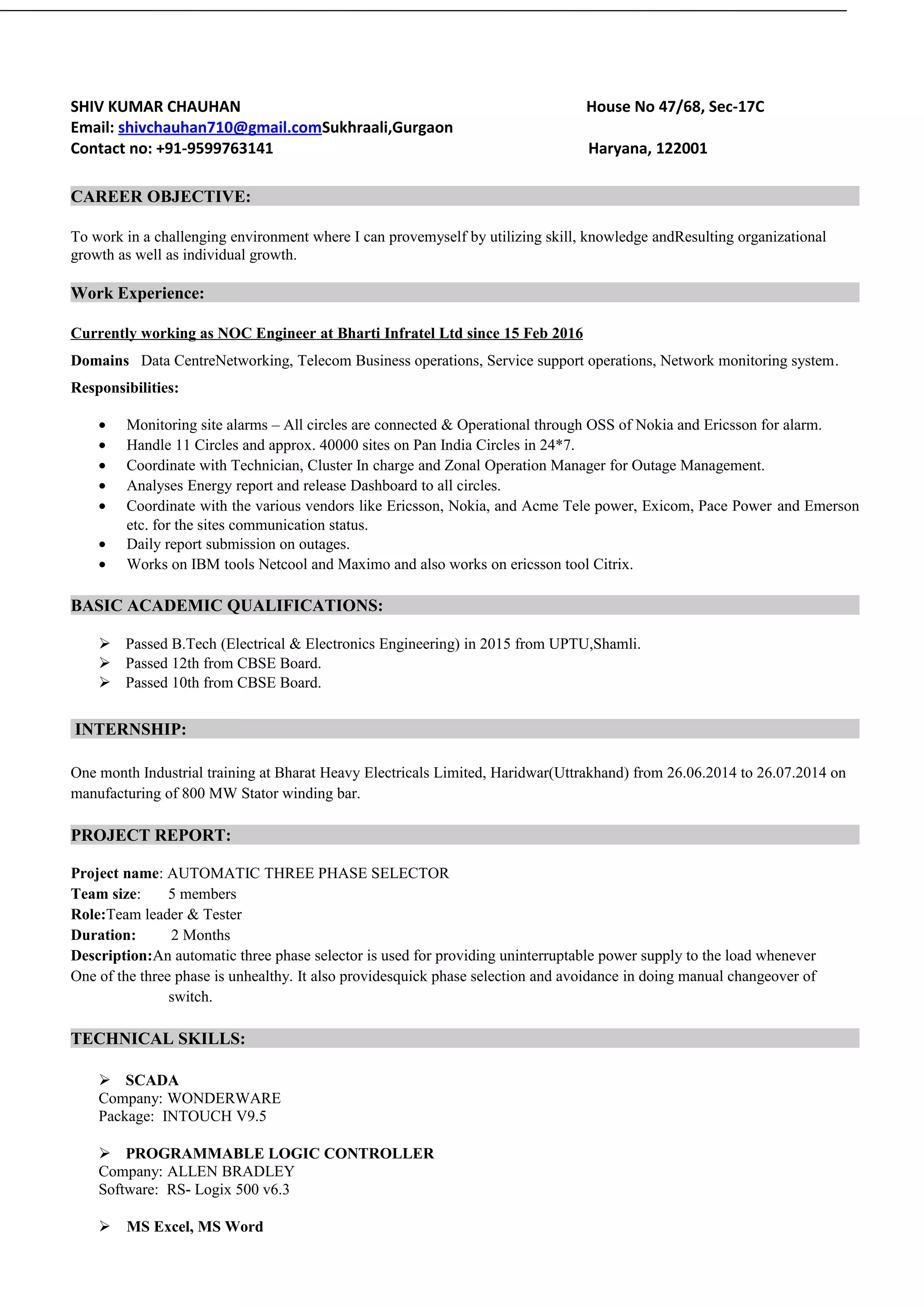 shiv resume2-1 | DOC | Business | Business and Finance