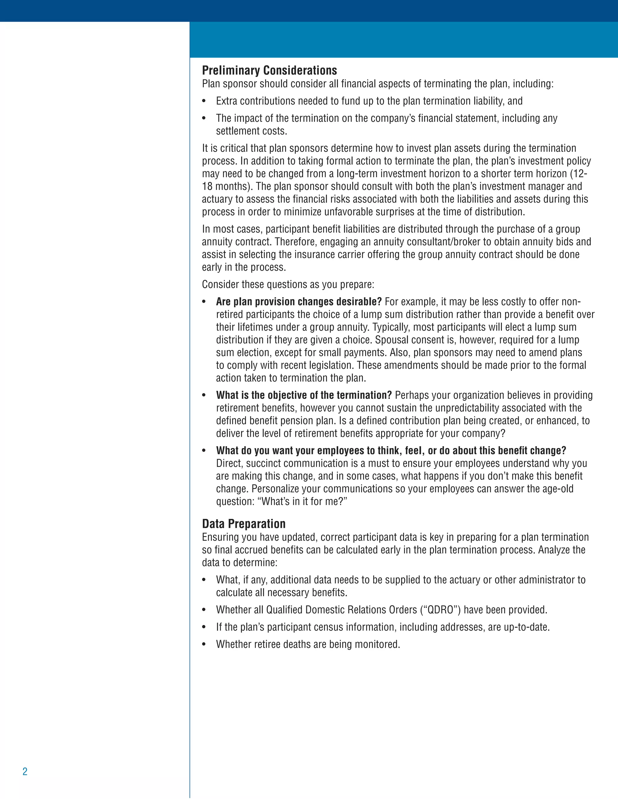 Pension Plan Termination with Detailed Information | PDF | Retirement ...