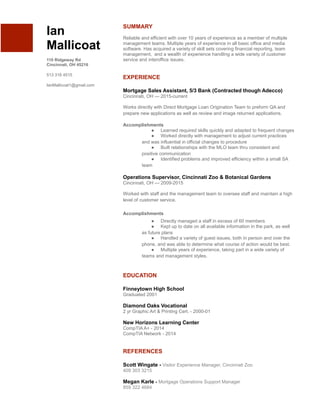 Resume Ian Mallicoat | PDF