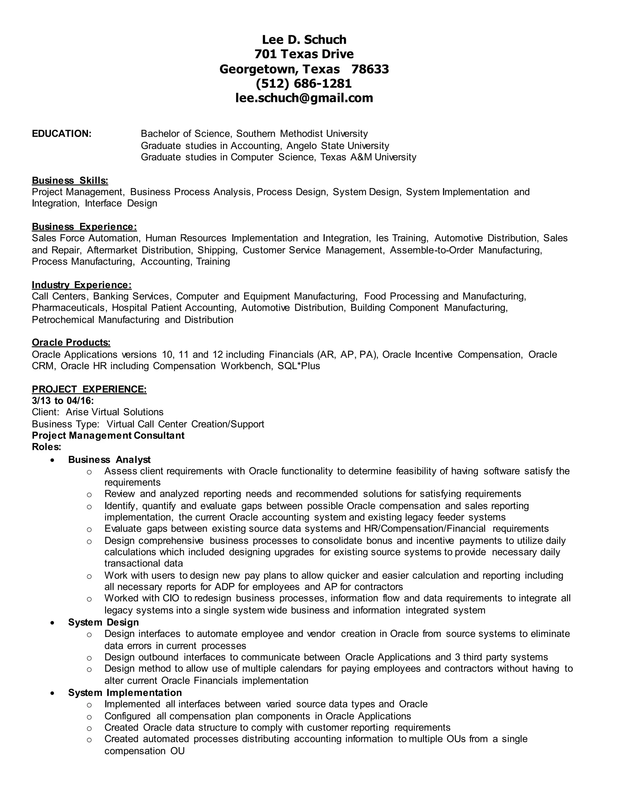 Lee Schuch Resume | DOCX