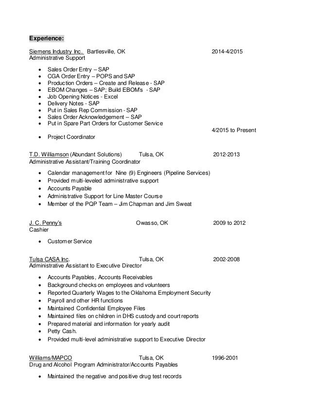 Marla Jean Atkison with Siemens Resume