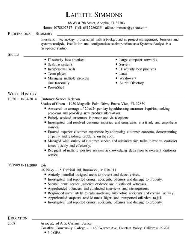 Lafette Simmons Resume 2 (2) IT | PDF