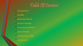 Comparison of Software Engineering Models | PPTX