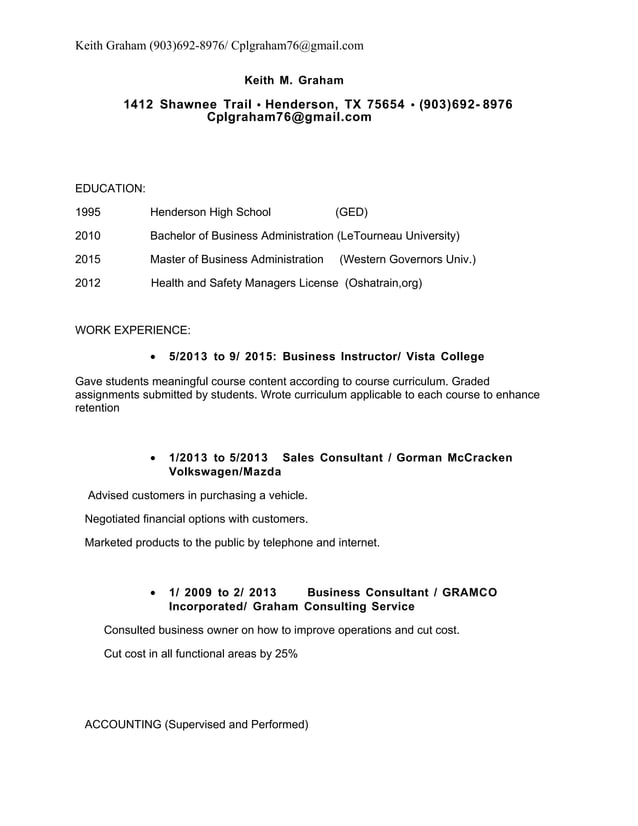 Keith Graham Resume 2-16 | PDF