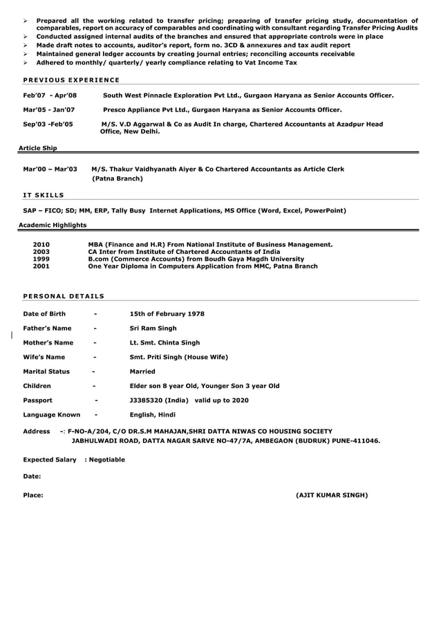 CV Ajit Kumar Singh | PDF