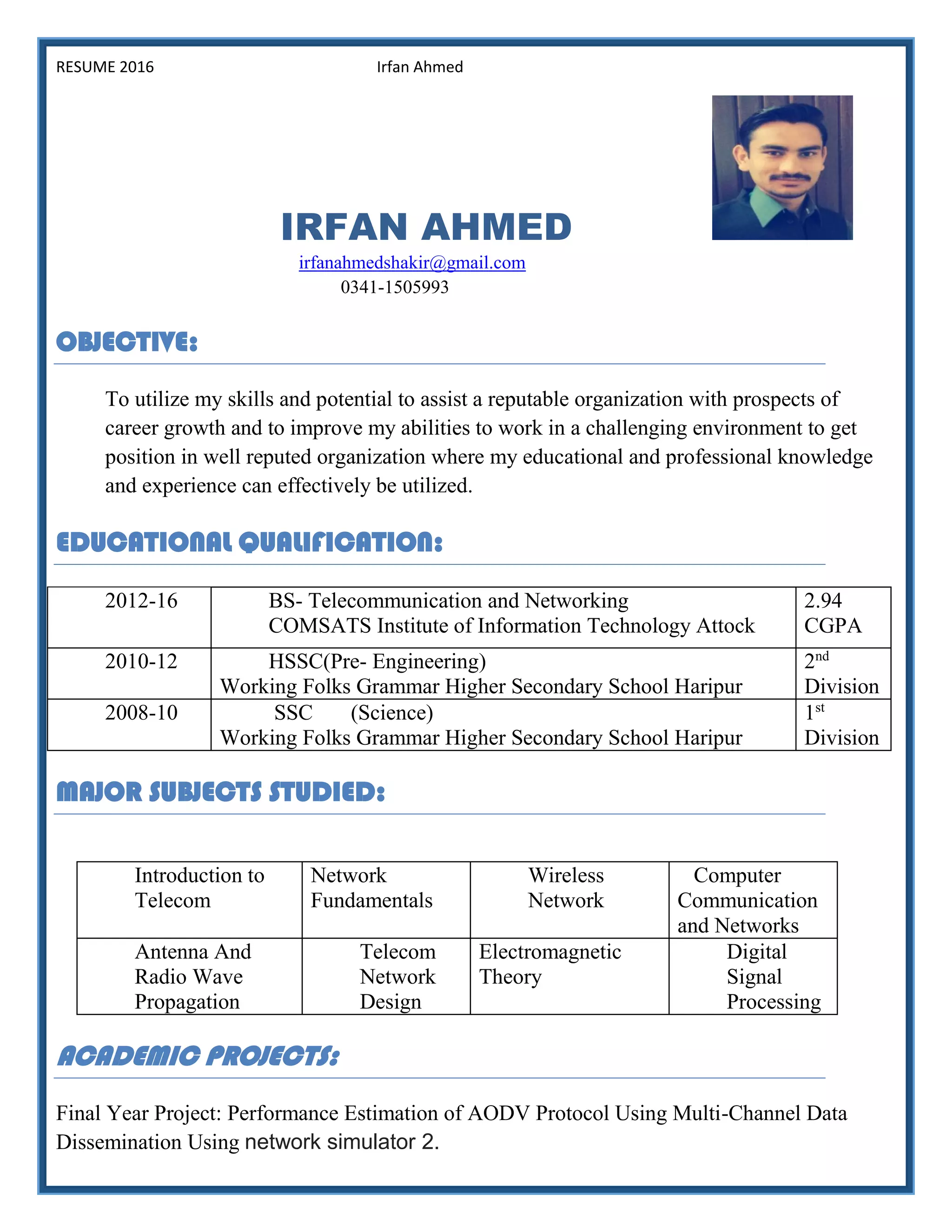 Irfan_Ahmed_CV | PDF