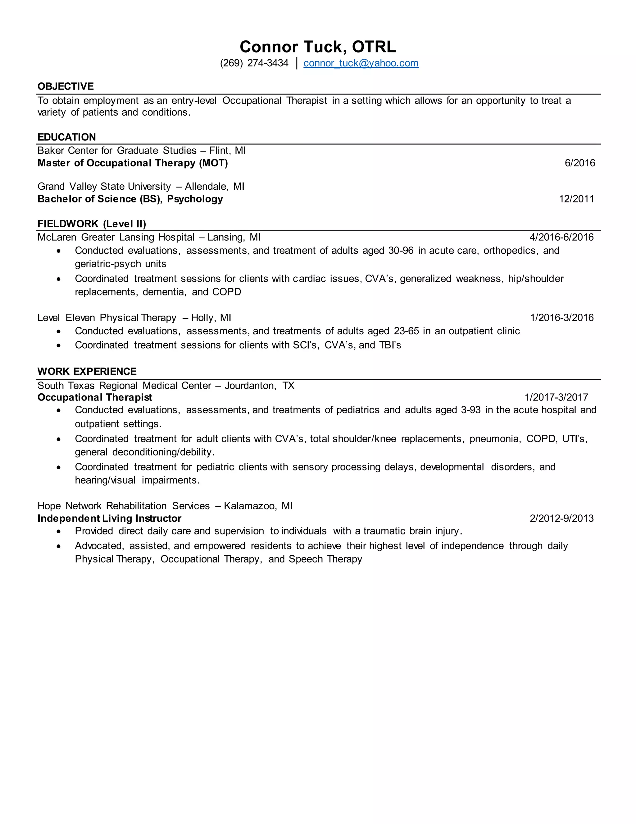 Connor Tuck Resume | PDF