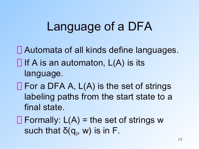 Dfa basics Dfa basics
