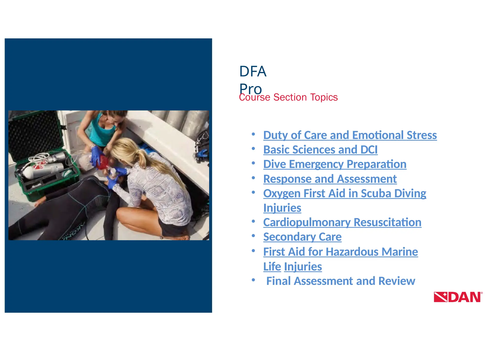 DAN (Divers Alert Network) Diver First Aid DFA-Pro-PowerPoint | PPTX