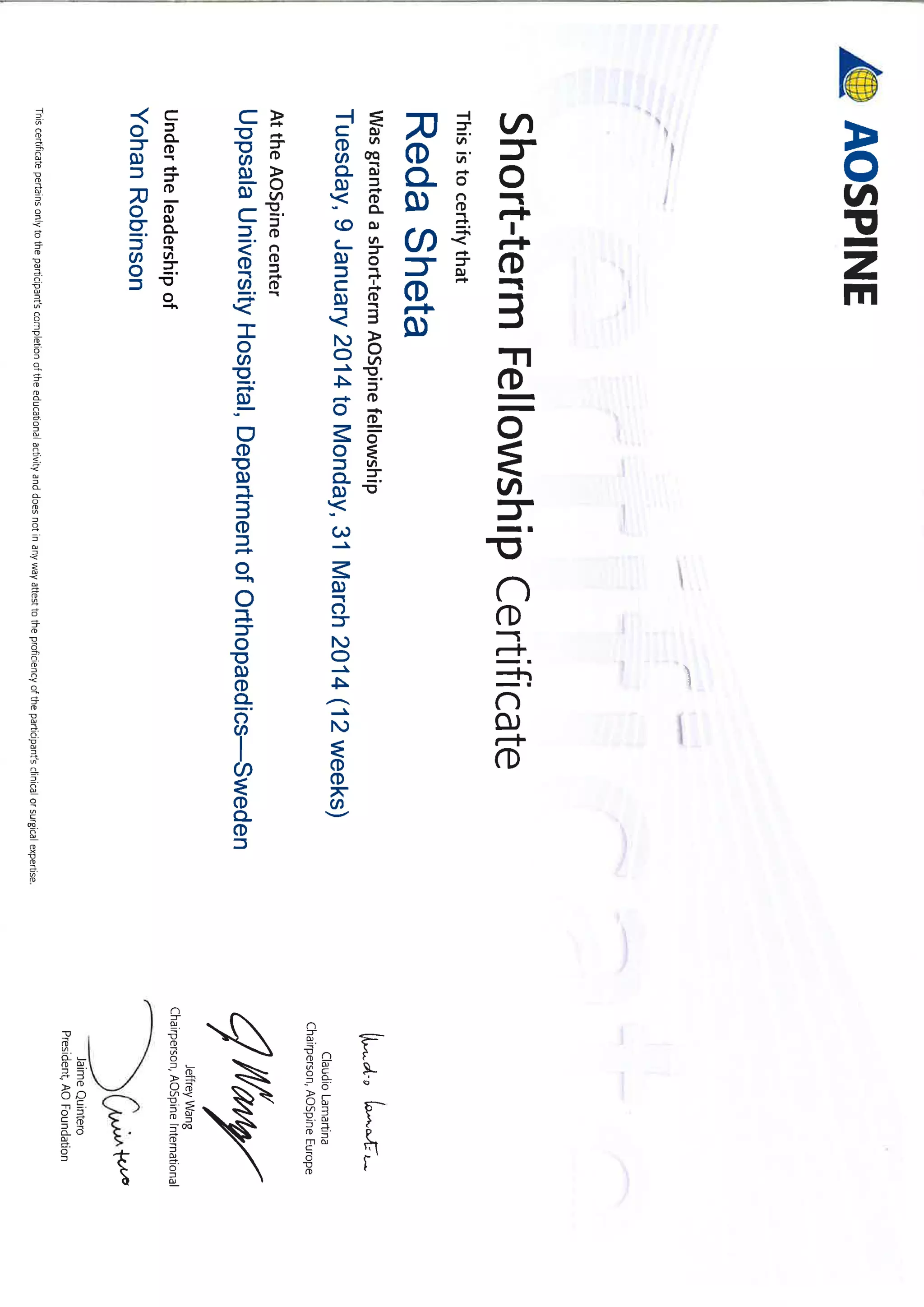 Fellowship Certificate sweden | PDF