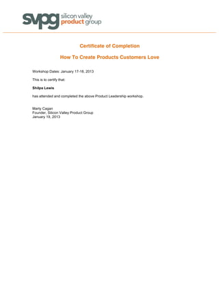 SVPG Certificate | PDF