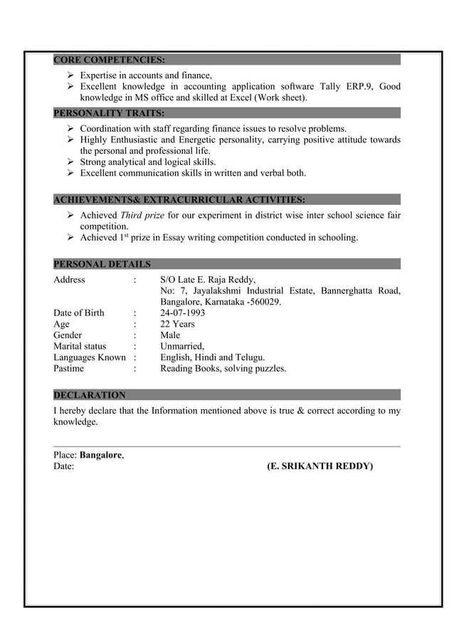 Final Resume of srikanth | PDF | Business Accounting & Finance | Business