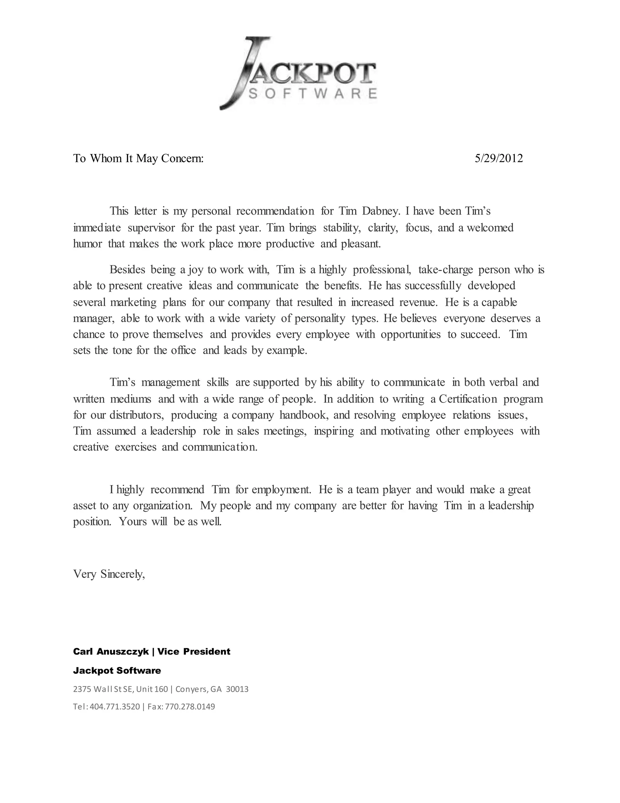 recommendation letter | DOCX