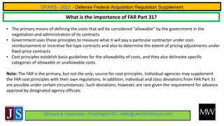 Government Contracting - DFARS Part 231 - Contract Cost Principles And ...