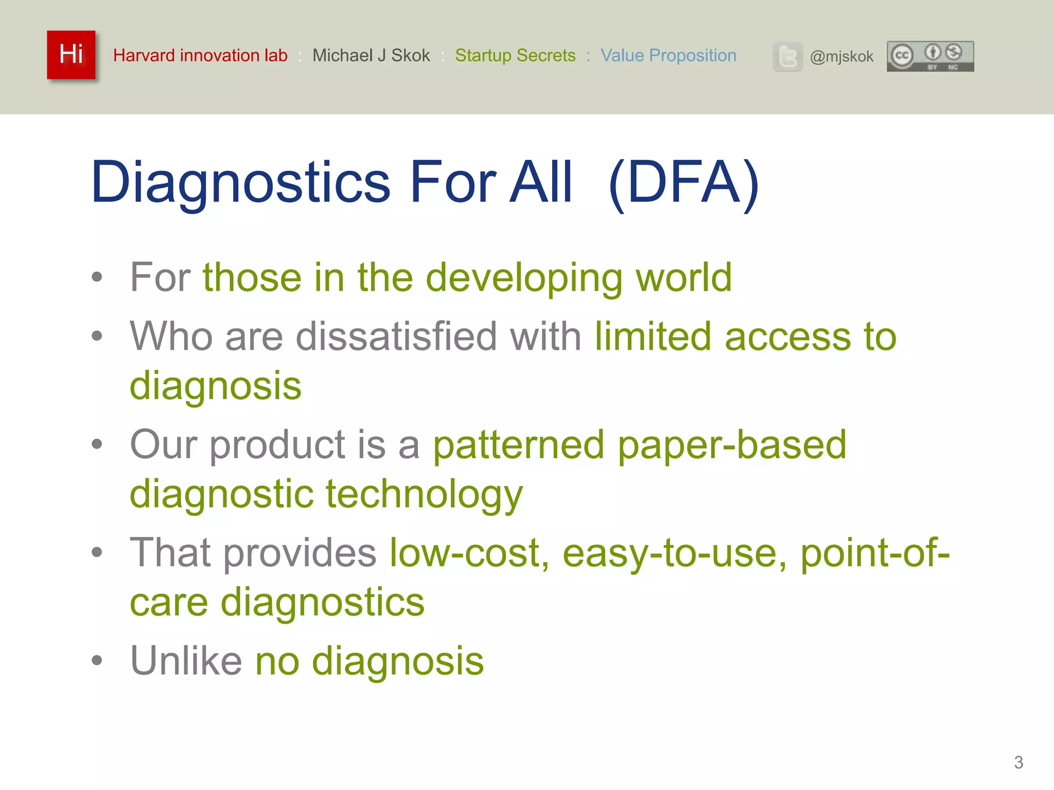 Value Proposition – Case – Diagnostics for All | PPTX