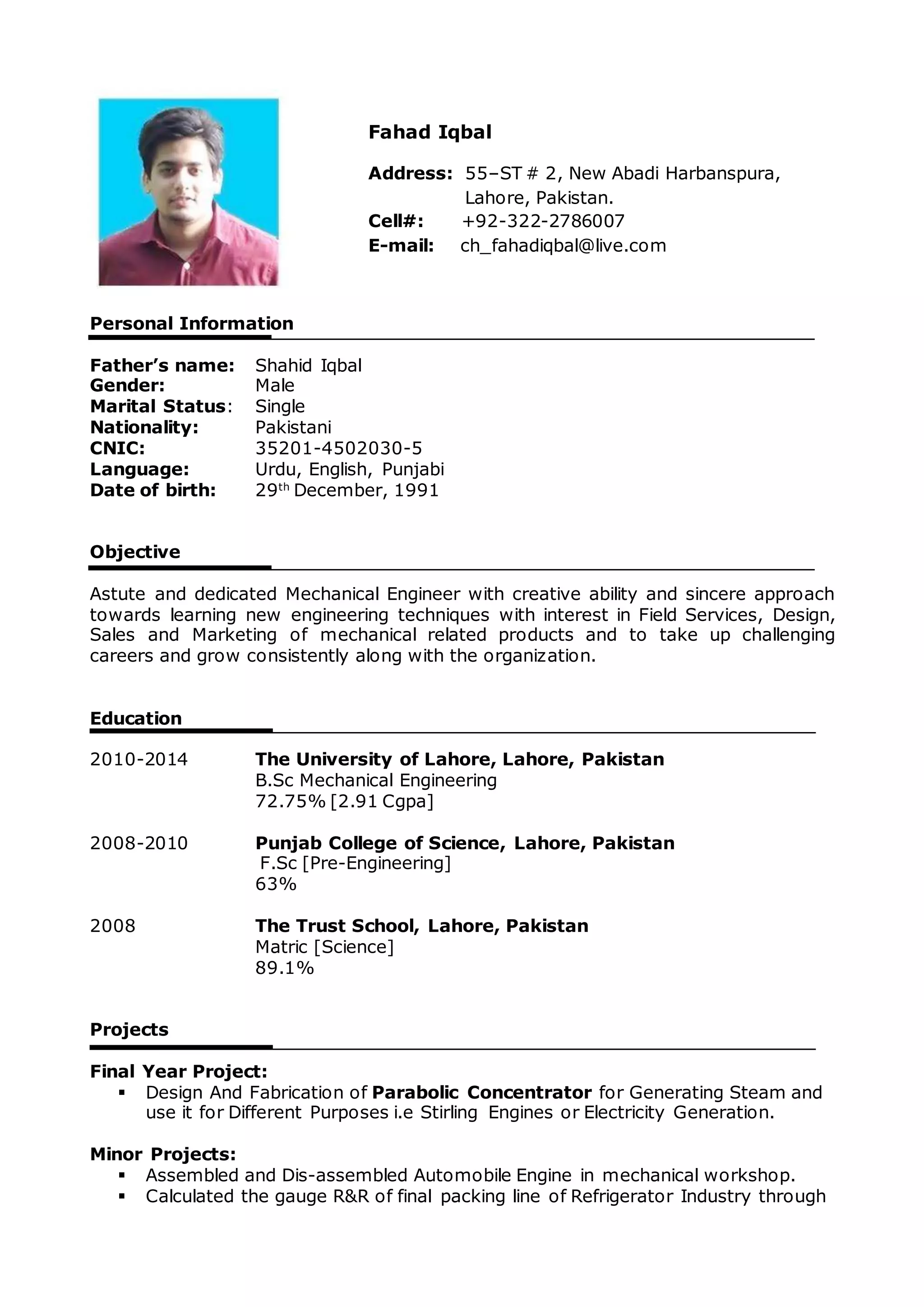 Fahad Iqbal CV | DOCX