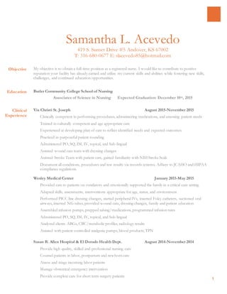 Samantha Acevedo Resume | DOCX | Medical Health