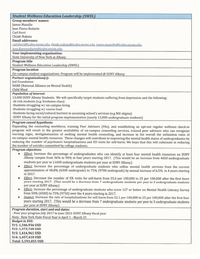 Depression & Suicide Prevention Intervention Program Plan Narrative ...