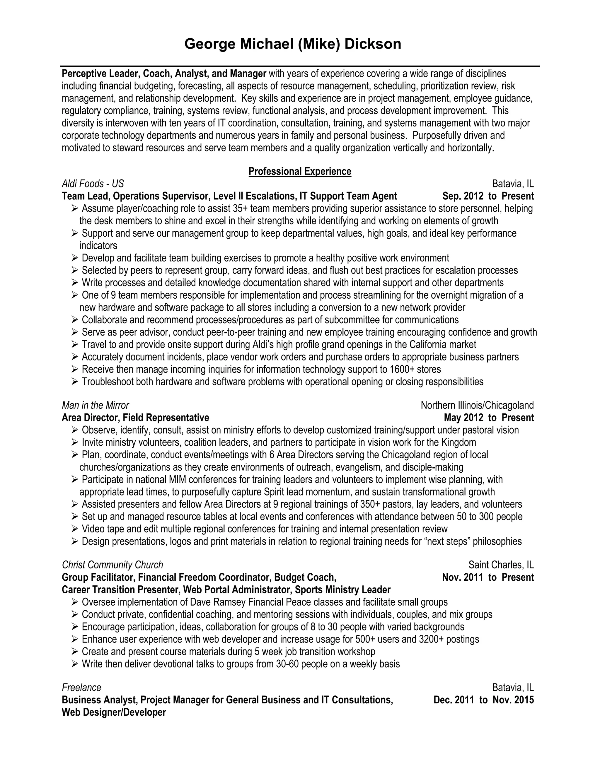 Mike Dickson Resume Jan2017_LinkedIn | PDF