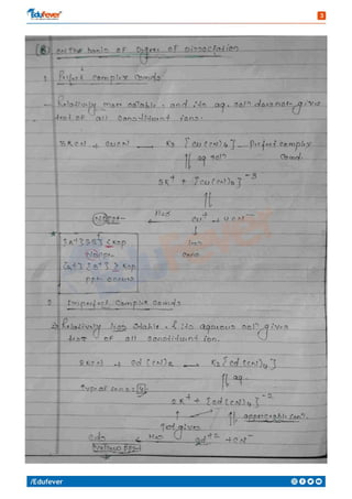 D & F Block Element - Chemistry Handwritten Notes | PDF