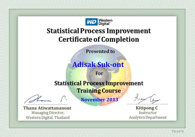 Statistical Process Improvement Certificate | PPT