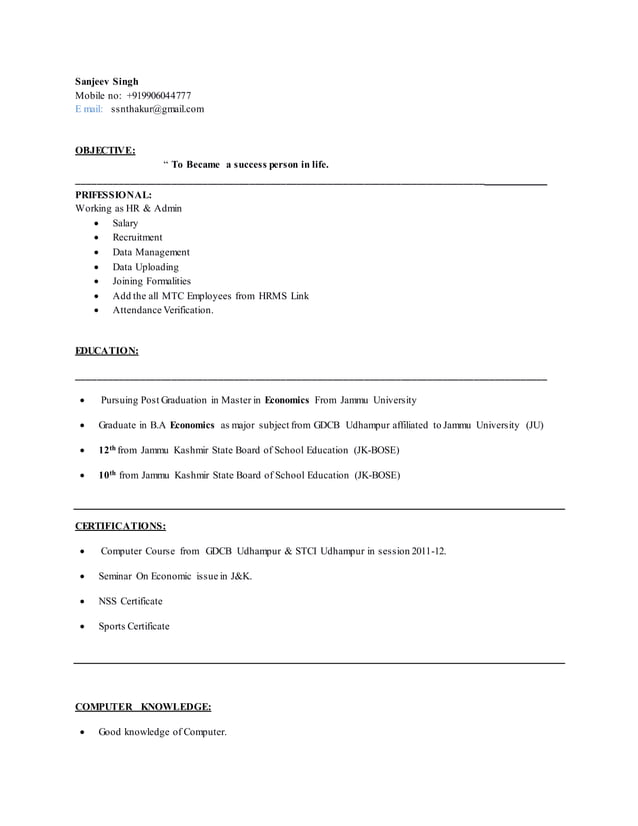 Sanjeev Resume | DOCX
