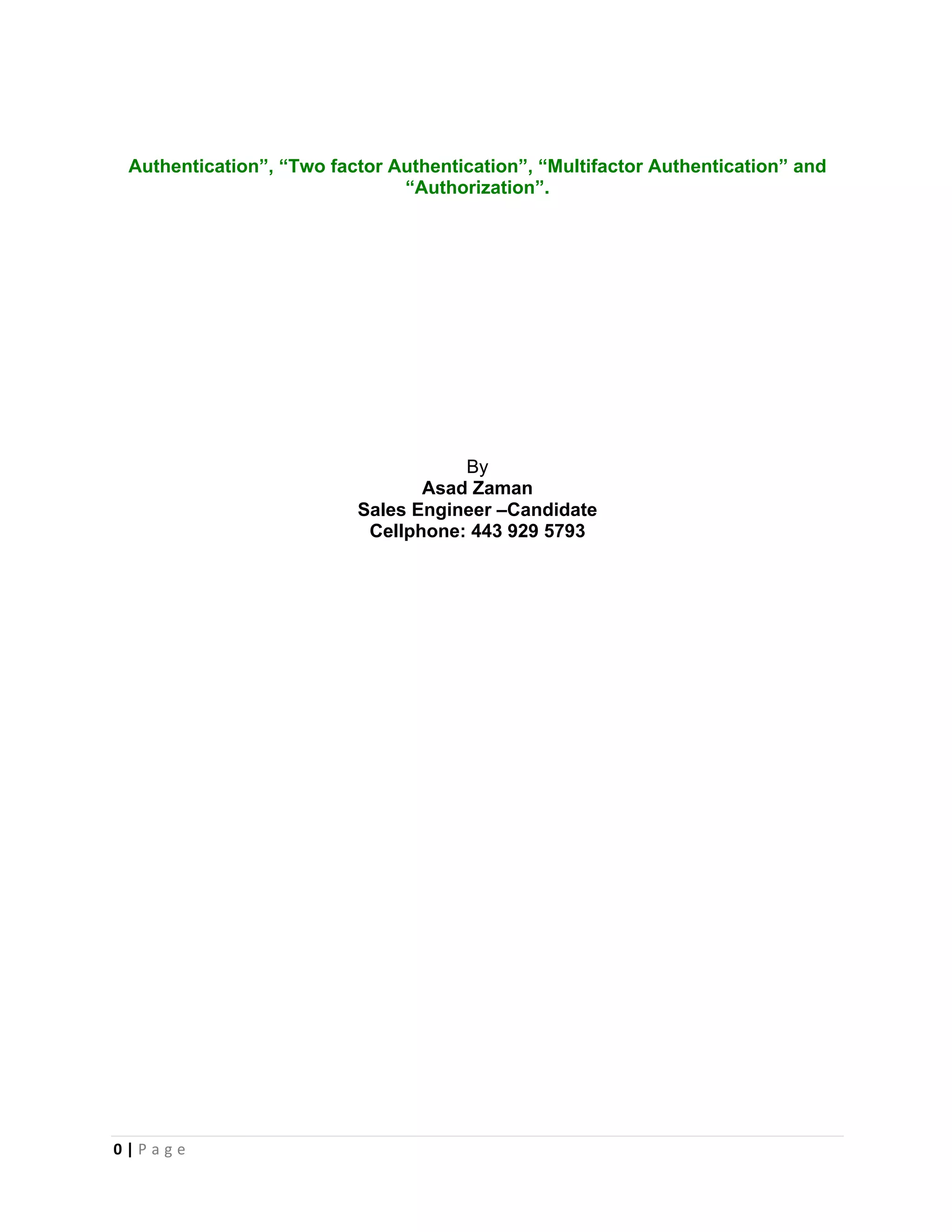 Two-factor authentication- A sample writing _Zaman | PDF