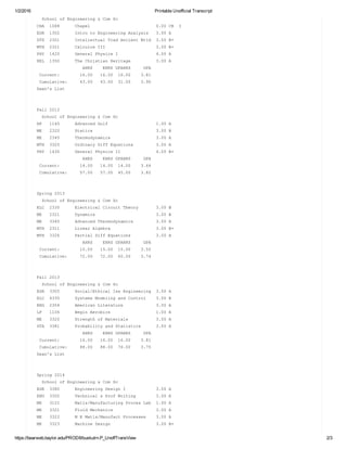 Printable Unofficial Transcript | PDF | Undergraduate Education | College Education