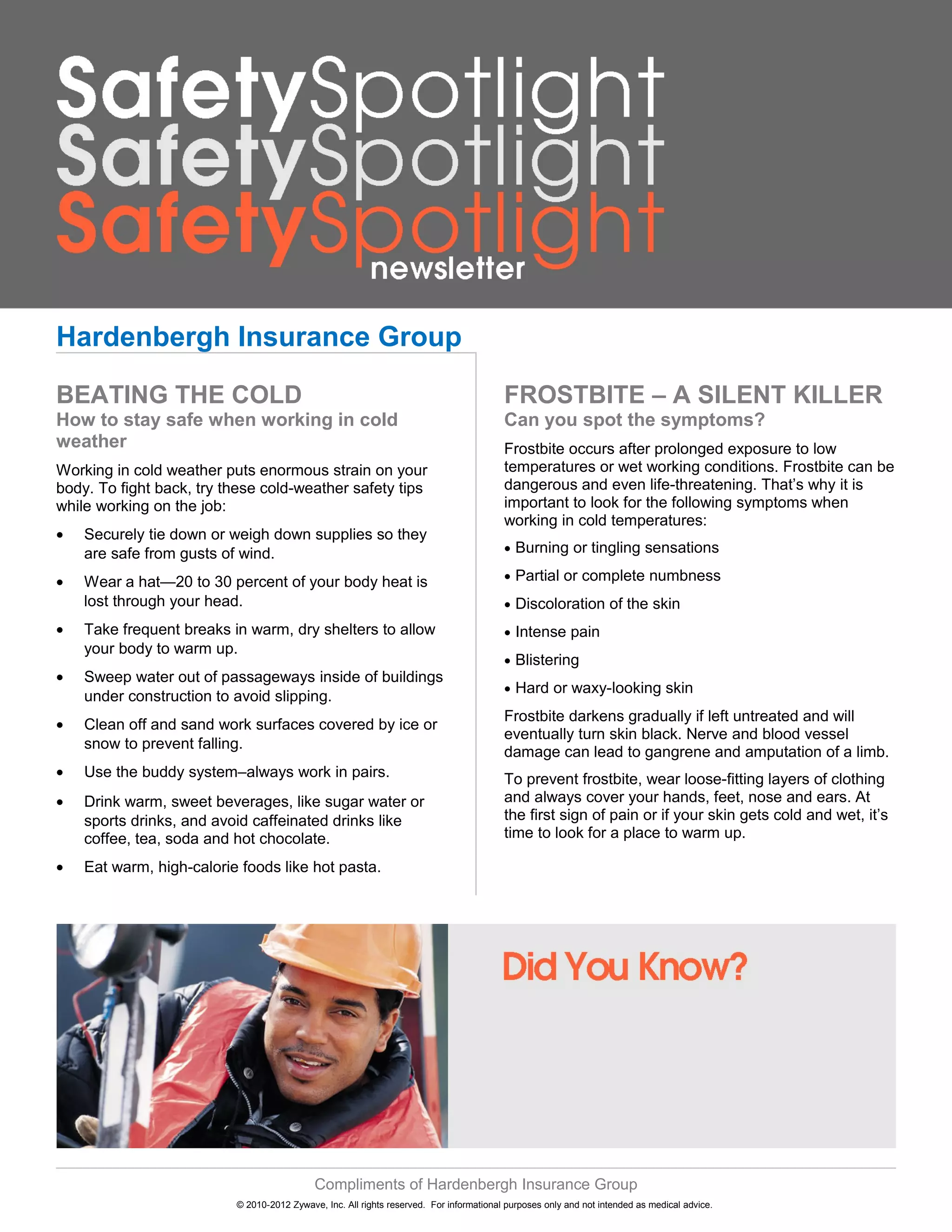 Cold Weather Safety | DOC | First Aid | Injuries