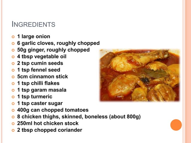 Home made Chicken Curry | PPTX | Cooking | Food & Drink