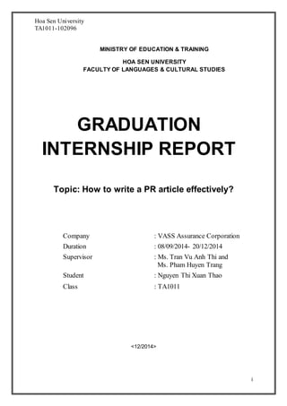 Graduation Report_2014 | PDF