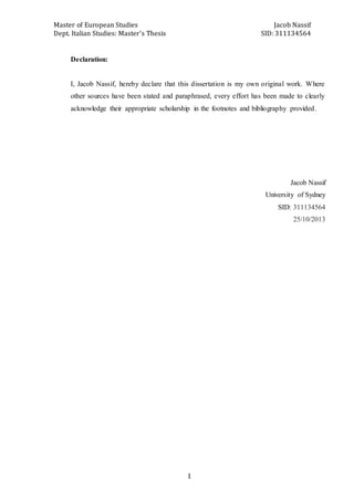 Italian Master Thesis | PDF