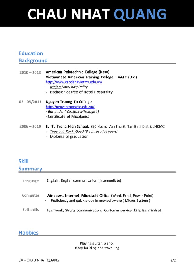 CV Nhat Quang | DOCX