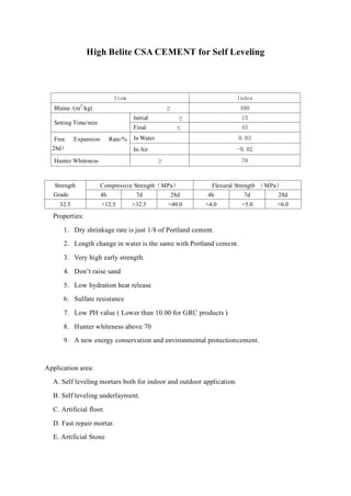 White High Belite csa cement for self leveling | PDF