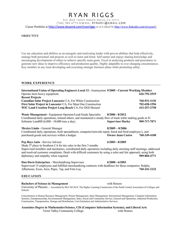 Ryan's Resume1 | DOC