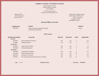 AMU Official Transcript | PDF