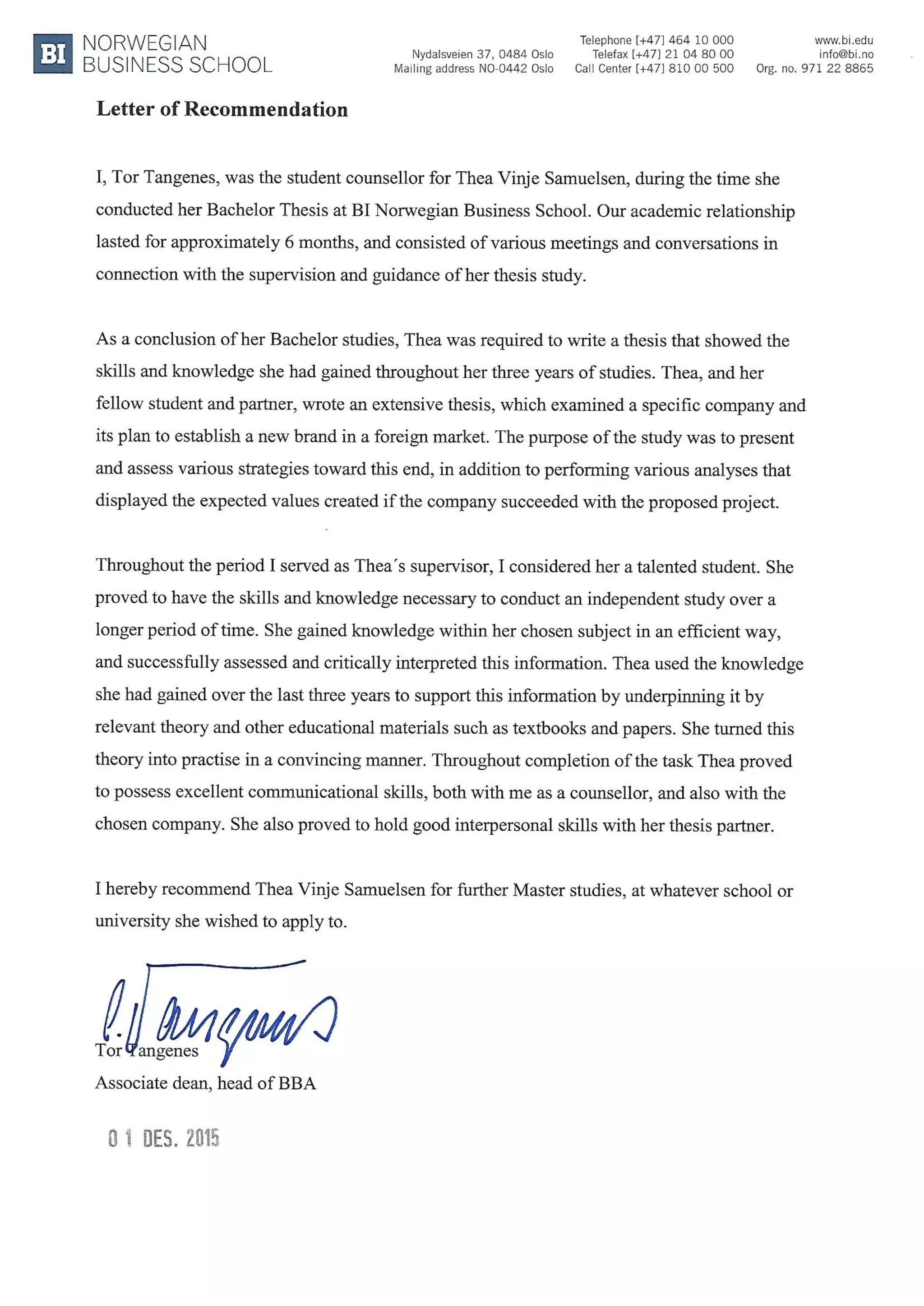 Letter of Recommendation | PDF