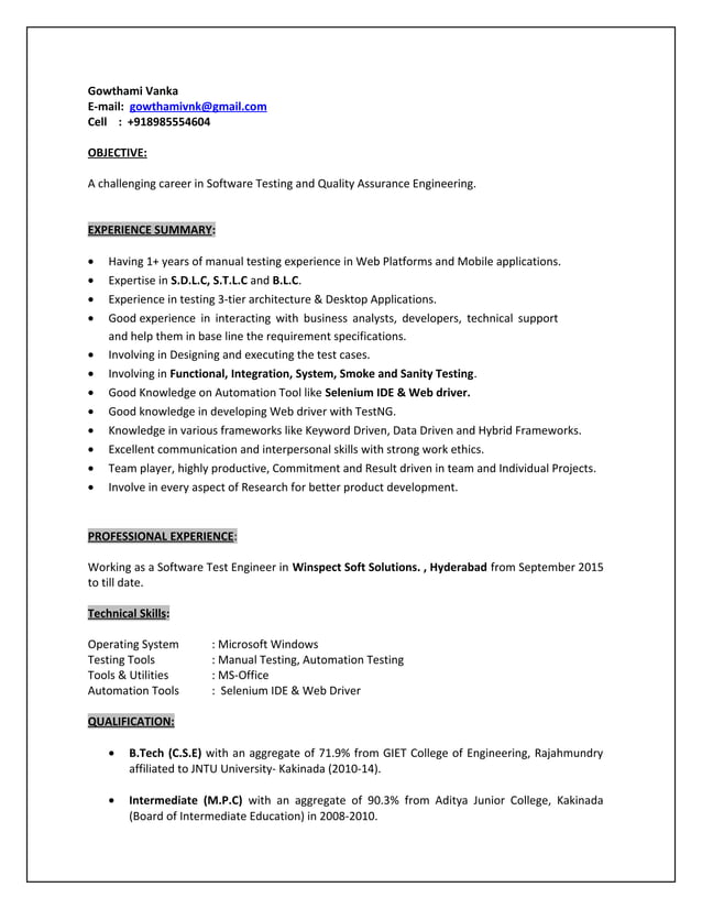 Gowthami Exp_resume 1+ | PDF