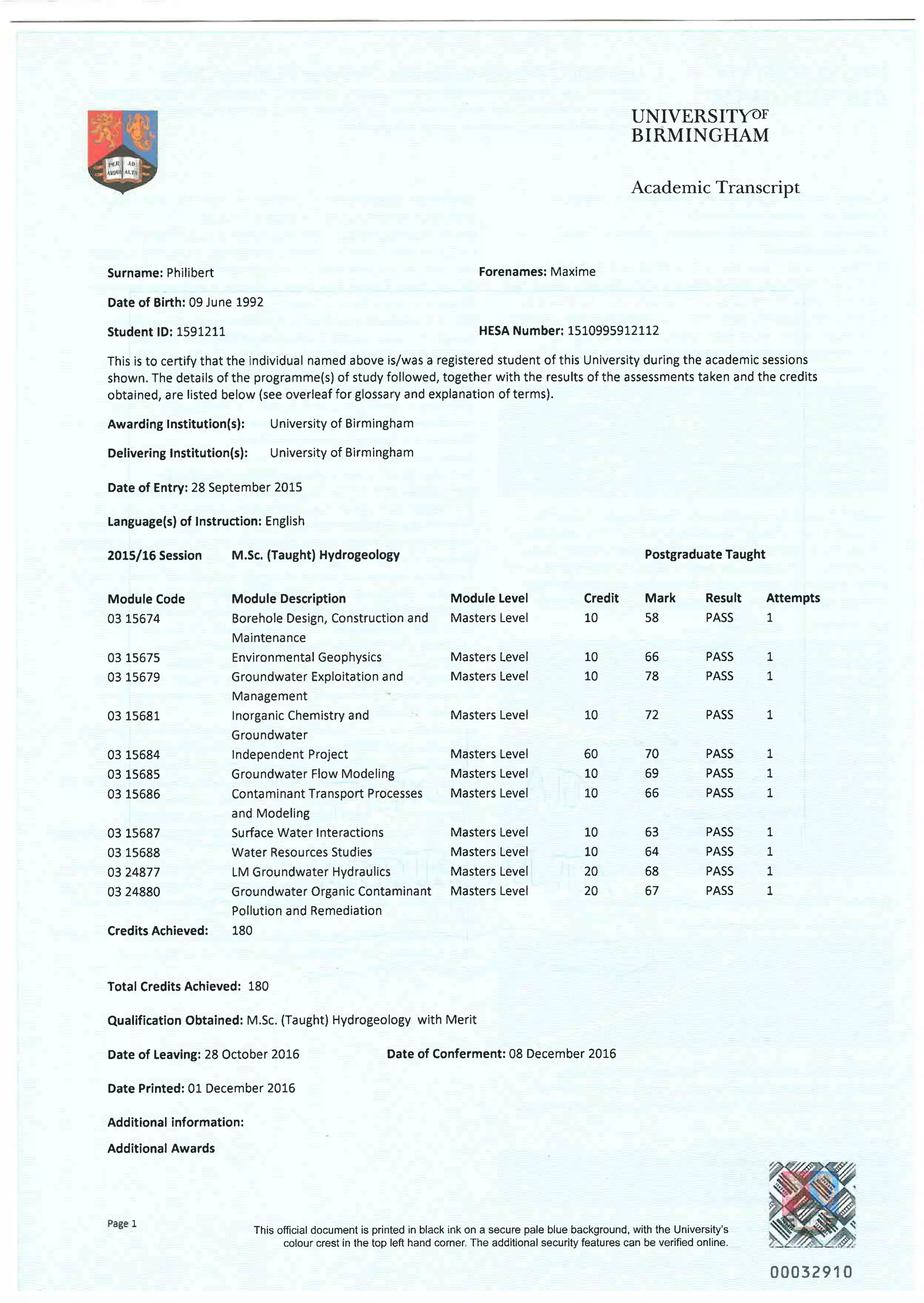 Transcript MSc Hydrogeology | PDF