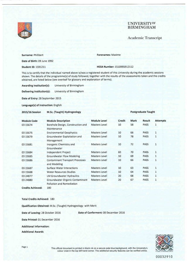Transcript MSc Hydrogeology | PDF